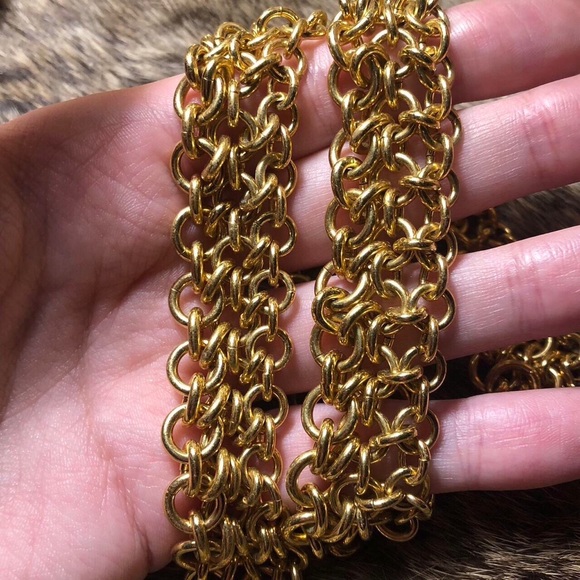 Jewelry | Vintage Monet Gold Toned Chain Mail Choker Necklace | Poshmark